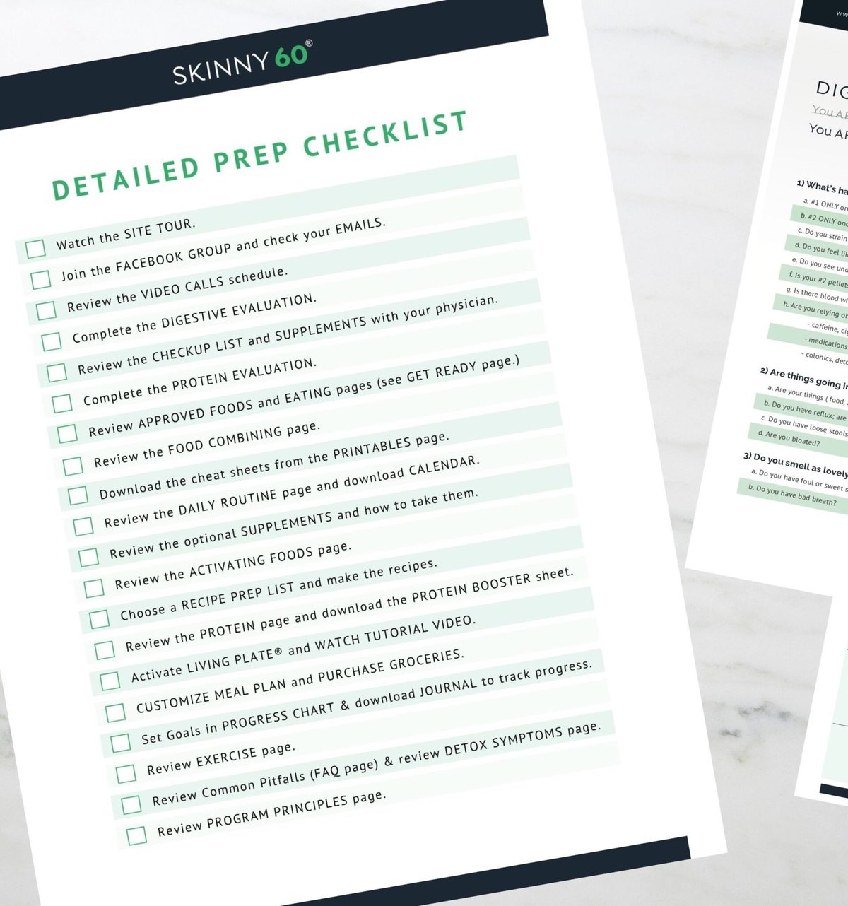 Detailed Prep Checklist - Skinny60