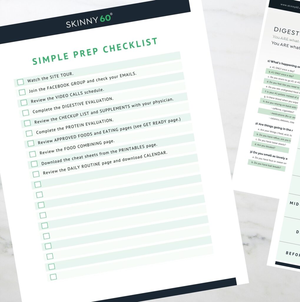 Simple Prep Checklist - Skinny60